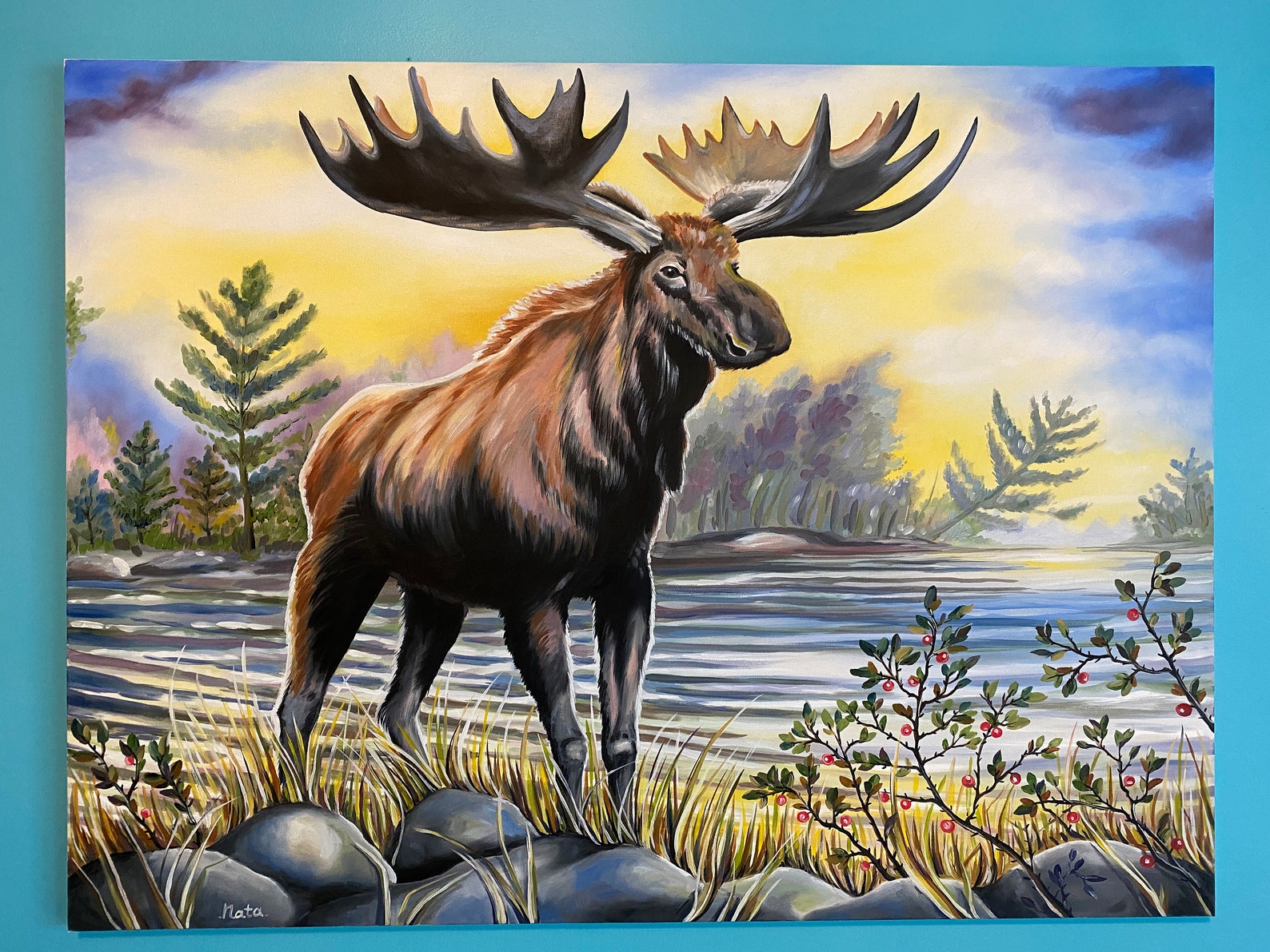 The Moose. Best Seller Art. Original Oil Painting ,artwork, Animal ...