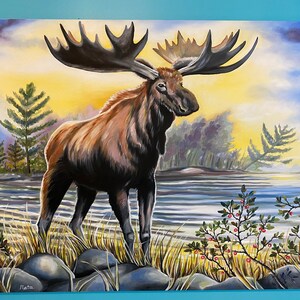 The Moose. Best Seller Art. Original Oil Painting ,artwork, Animal ...