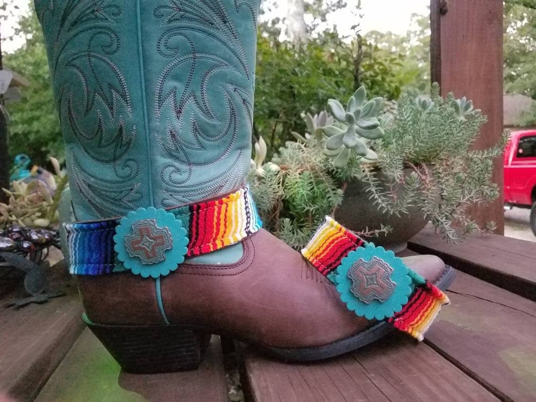 Boot Bling!! Latin Style Boot Cuff, Genuine Leather, Conchos, Mexican ...