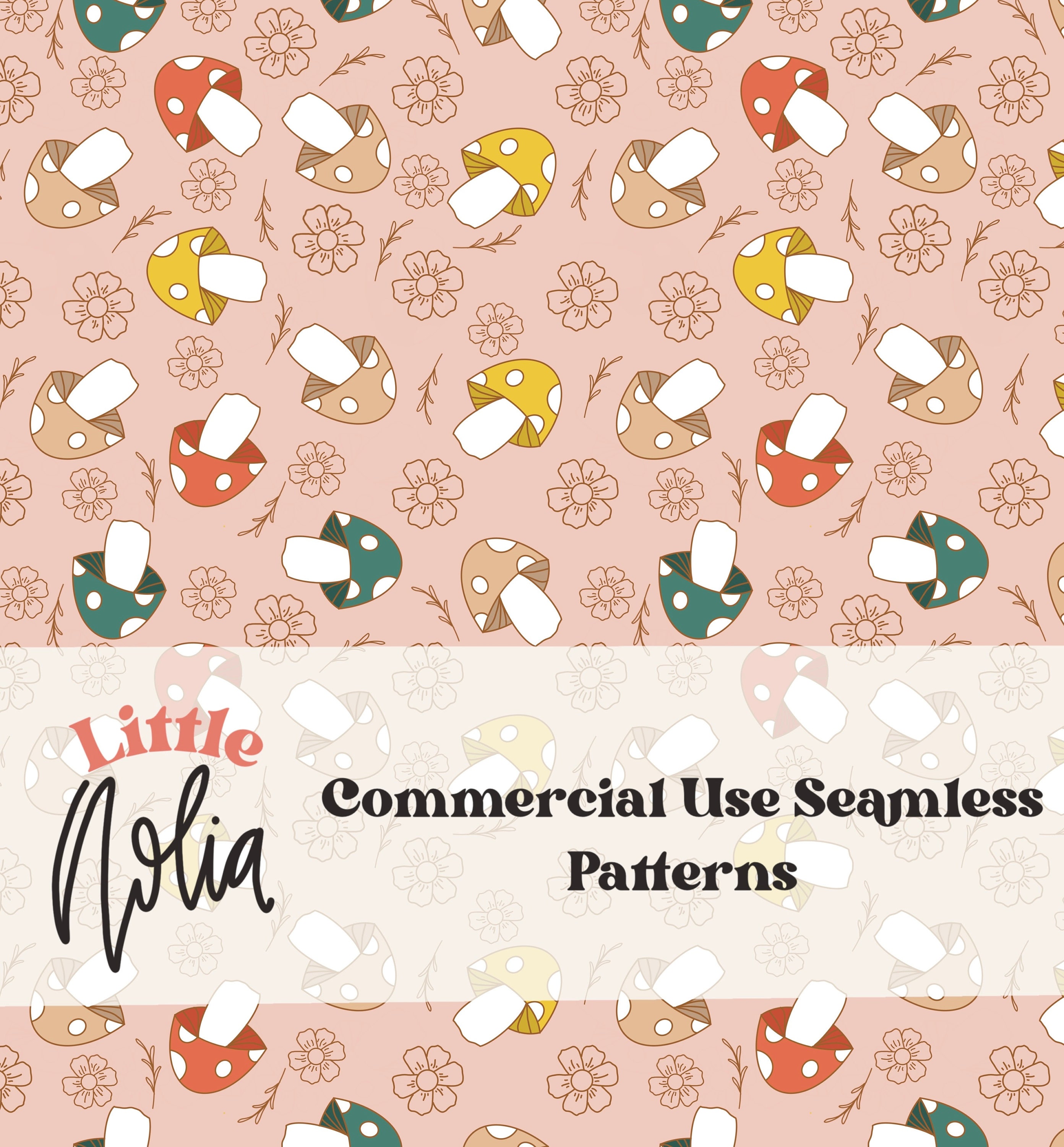 Mushroom Cottagecore Pattern for Custom Fabric, Seamless Pattern for Sublimation, Mushroom ...