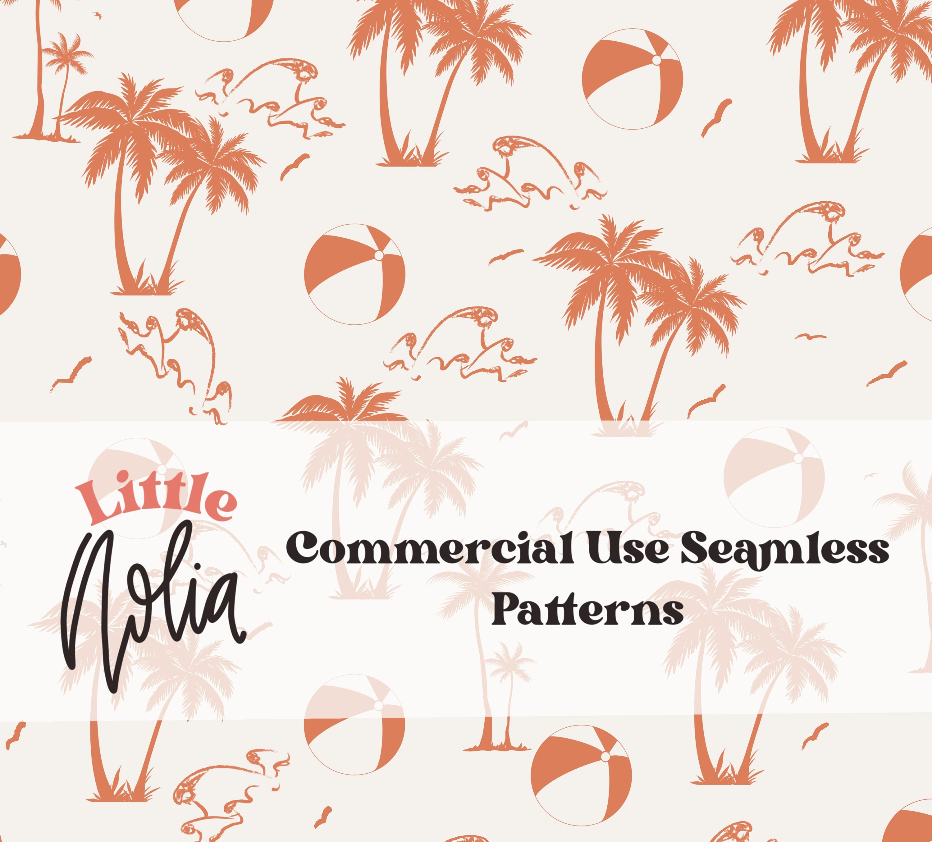 Retro Beach Themed Seamless Pattern Orange Beachball Pattern - Etsy