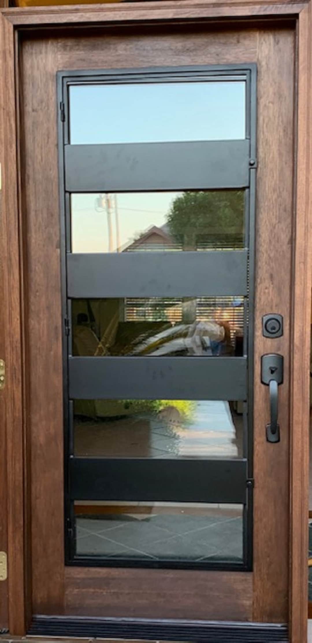 Modern MO-33 SLAB Mahogany Wood and Iron Exterior Door. - Etsy