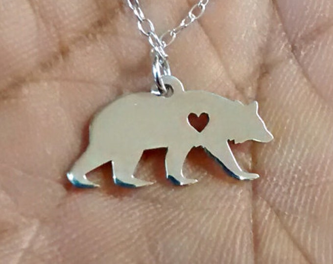 Bear Necklace Engraving Pendant Sterling Silver Jewelry | Etsy