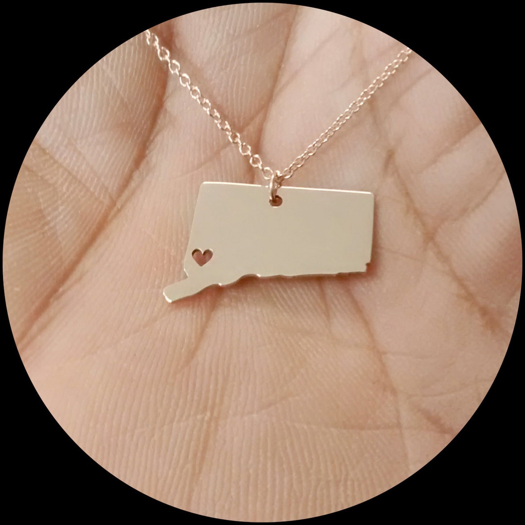 Connecticut State Necklace - Engraving Pendant - Sterling Silver ...