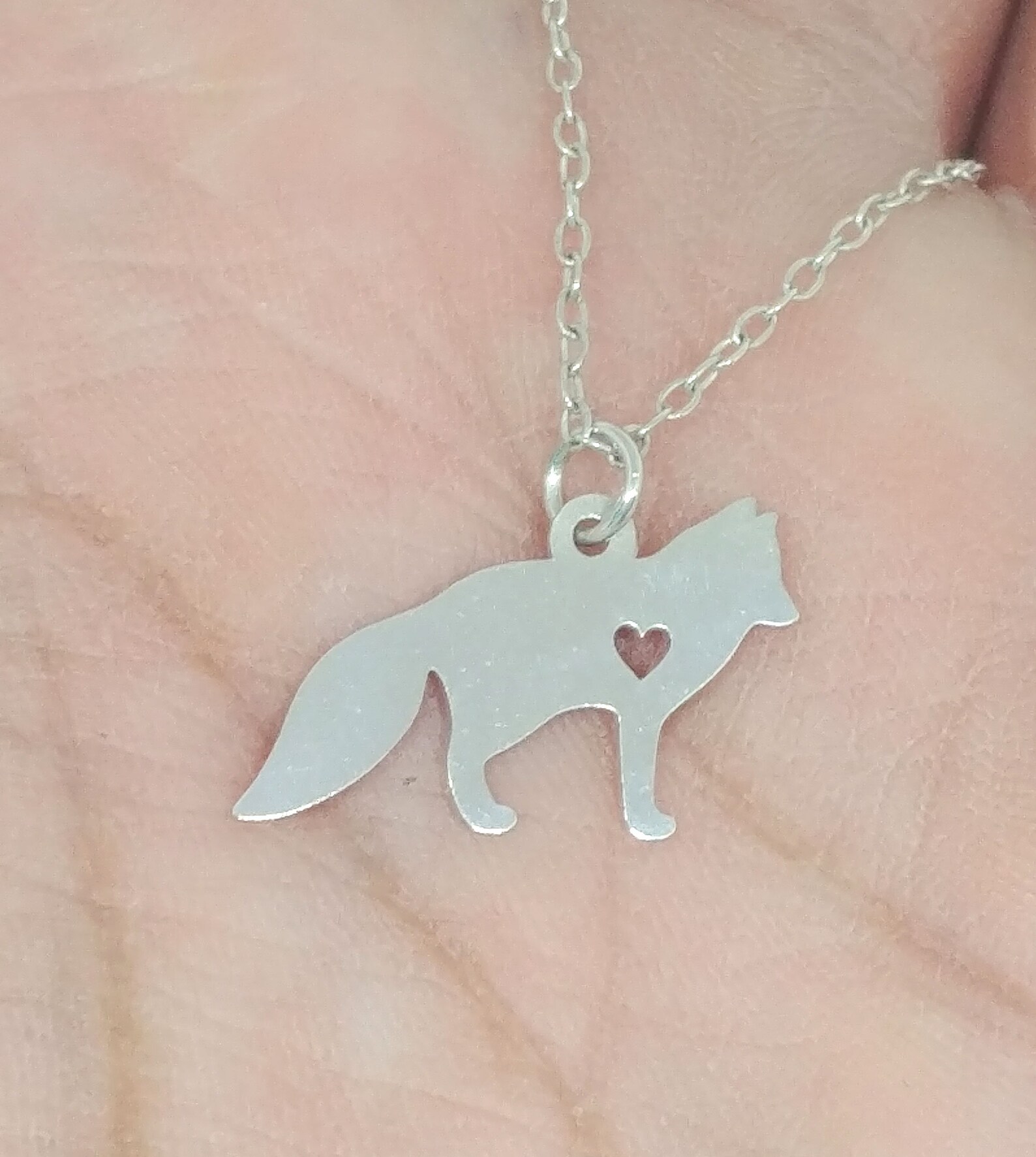 Engraved Arctic Fox Necklace, Sterling Silver Animal Charm Pendant - Etsy