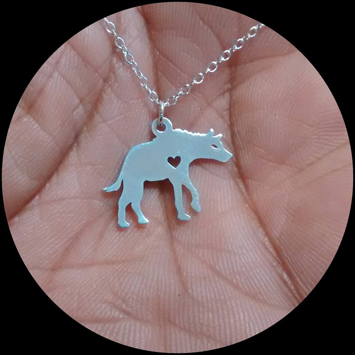Engraved Hyena Pendant Necklace, Sterling Silver Animal Charm - Etsy