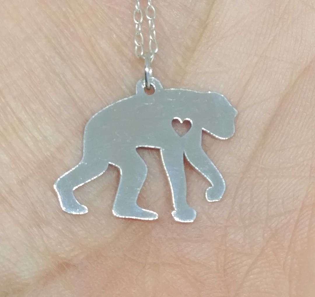 Chimpanzee Necklace Engrave Pendant Sterling Silver Jewelry Gold & Rose ...
