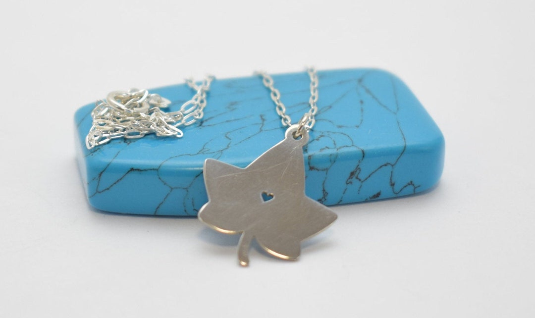 Engraved Ivy Leaf Necklace – Sterling Silver Plant Pendant ...
