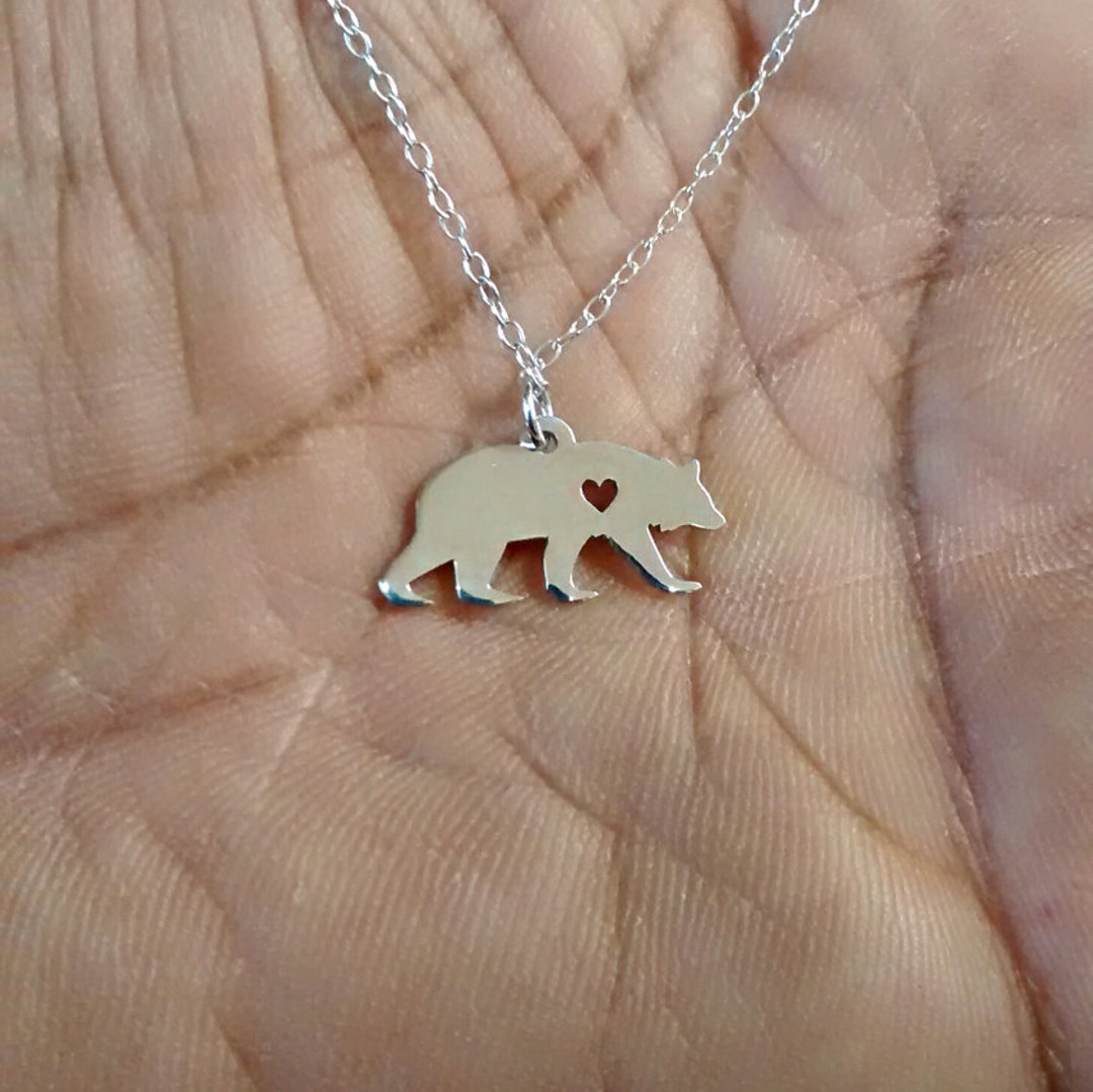 Engraved Bear Necklace: Sterling Silver Animal Charm, Personalized ...