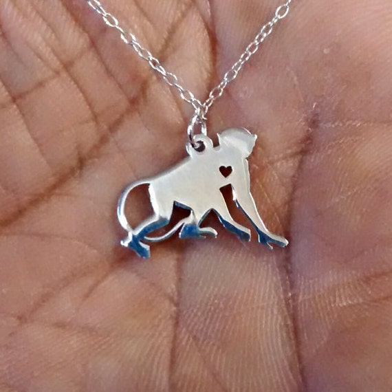 Monkey Necklace Engraving Pendant Sterling Silver Jewelry | Etsy