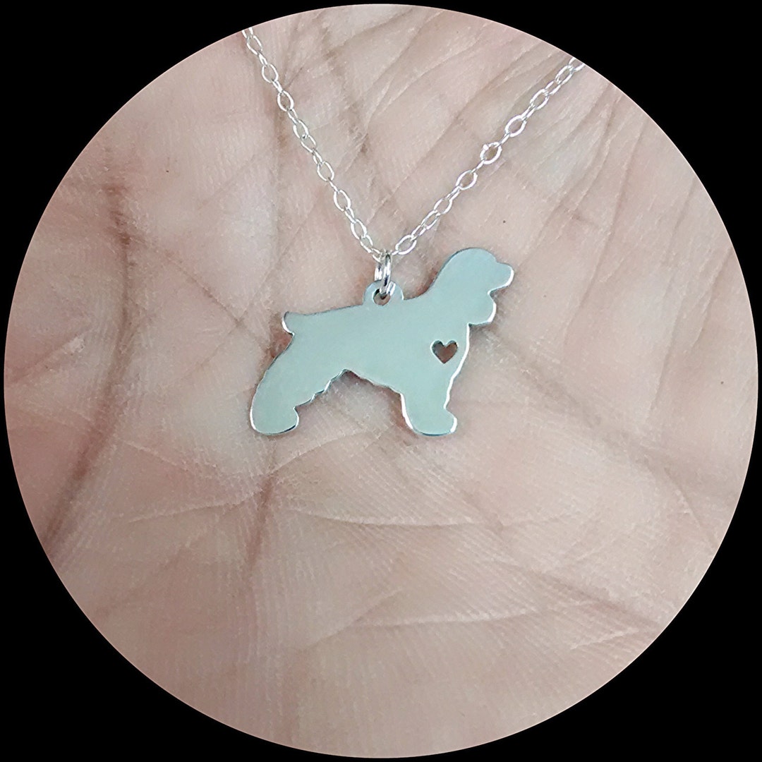 Cocker Spaniel Necklace - Engraving Pendant - Sterling Silver Charm ...