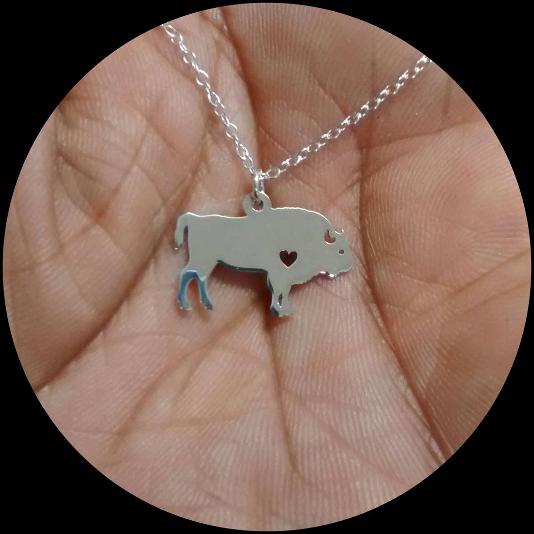 Bison Necklace Engrave Pendant Sterling Silver Jewelry Gold & Rose Gold ...
