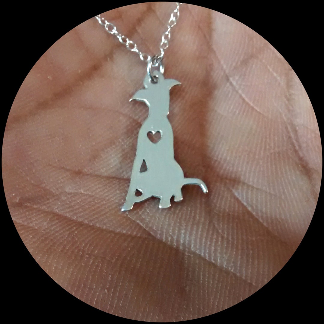 Whippet Necklace Engraving Pendant Sterling Silver Jewelry - Gold ...