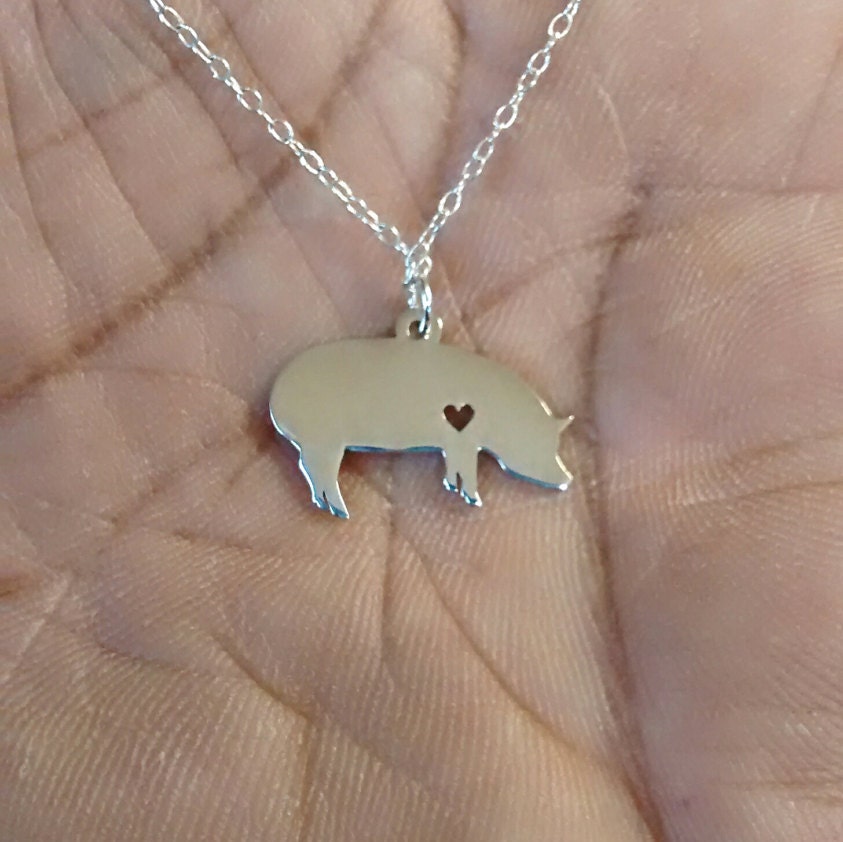 Pig Necklace Engraving Pendant Sterling Silver Jewelry Gold & Rose Gold ...