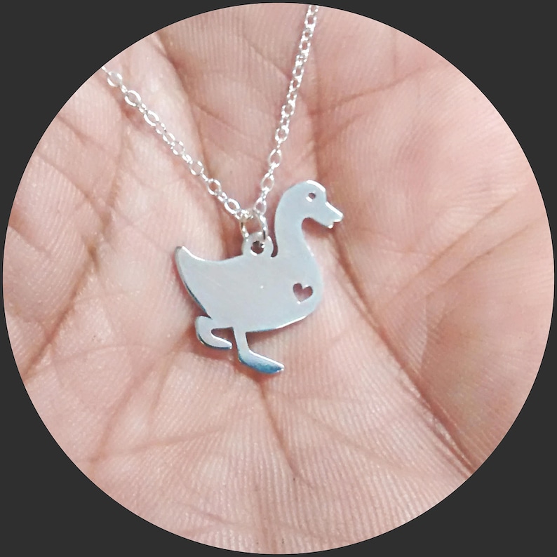 Duck Bird Necklace Engrave Pendant Sterling Silver Jewelry - Etsy