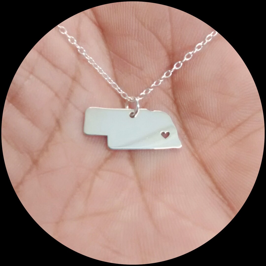 Nebraska State Necklace - Sterling Silver Personalized Charm - Etsy