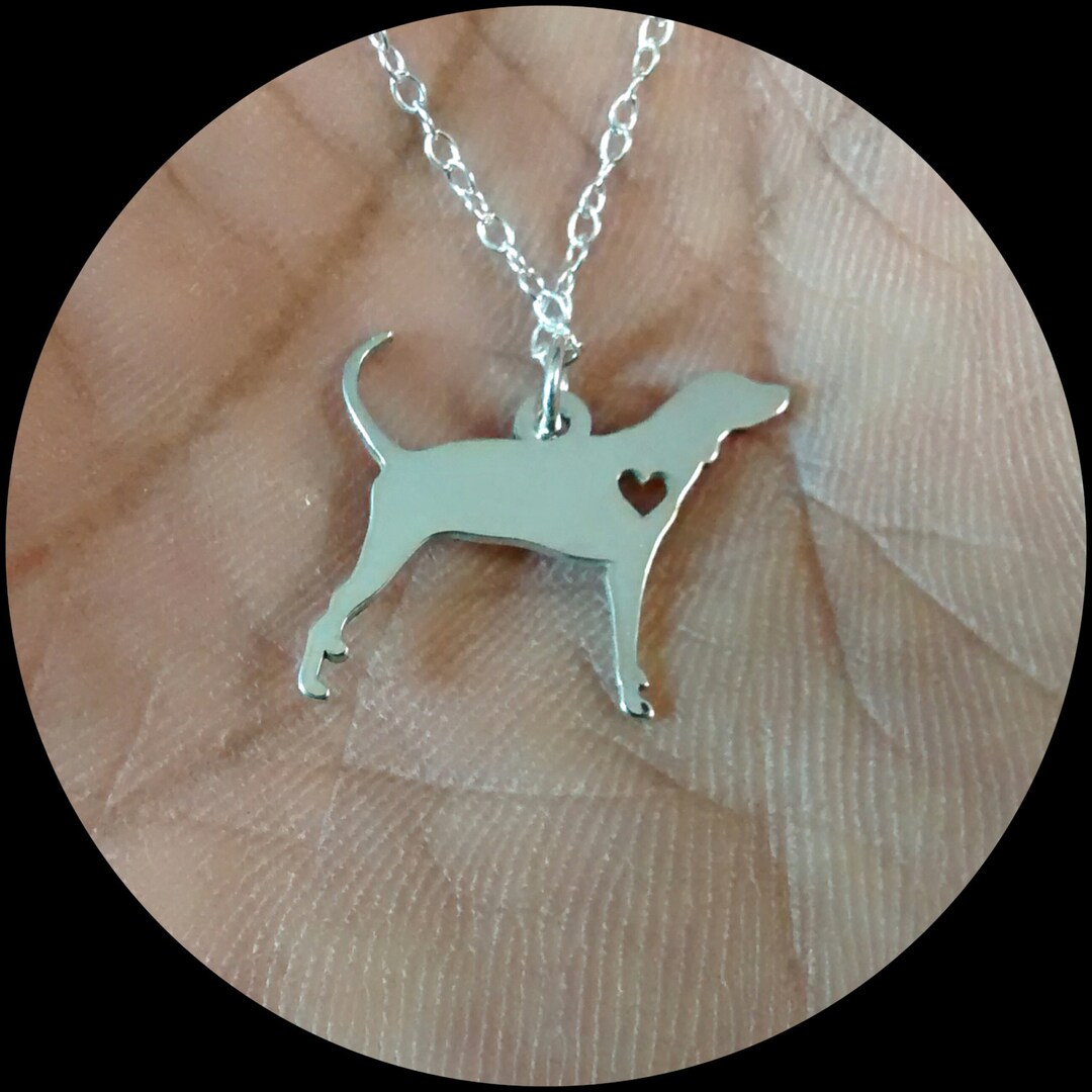 Coonhound Necklace - Dog Pendant - Sterling Silver Hand Buffed - Gold ...