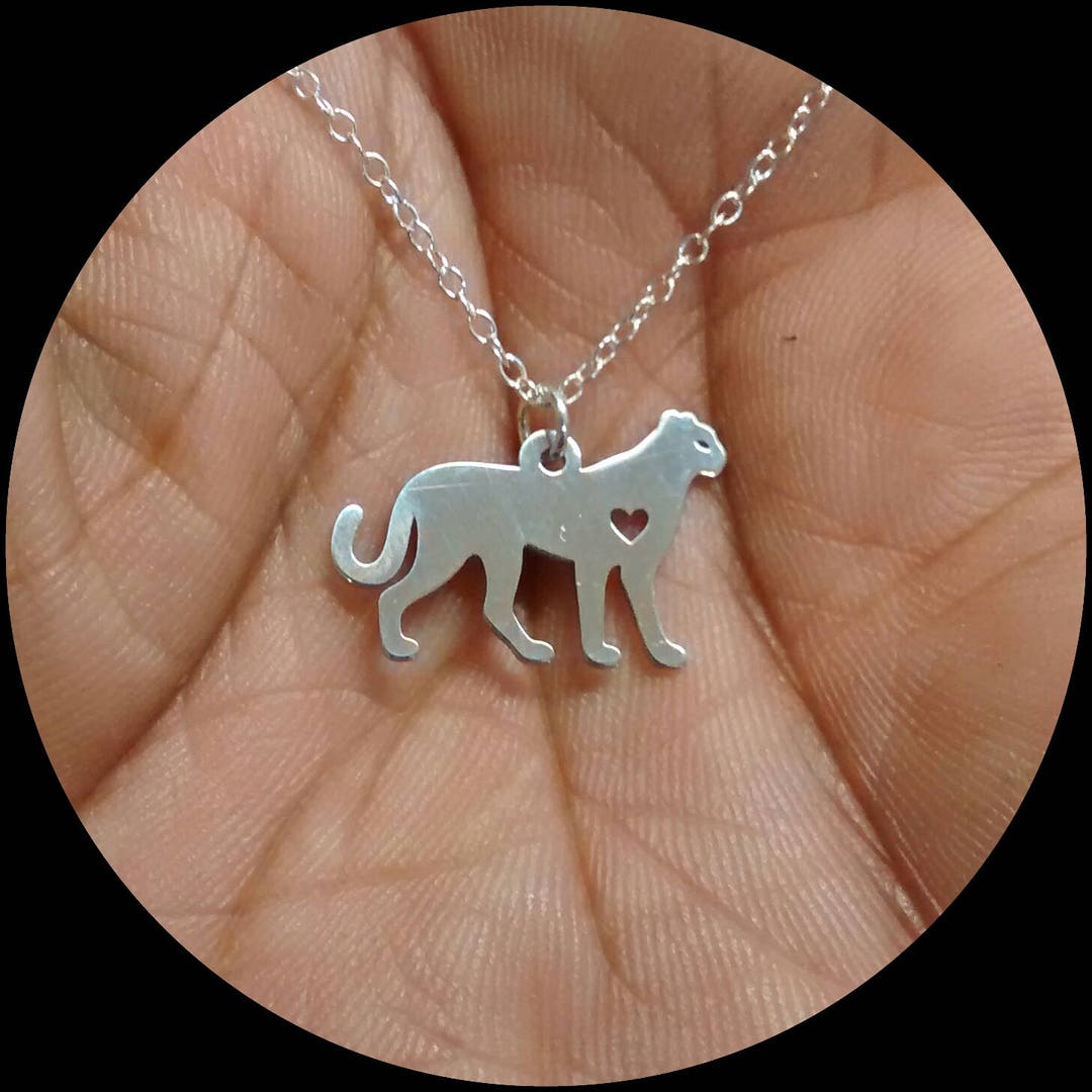 Cheetah Necklace Engrave Pendant Sterling Silver Charm Gold & Rose Gold ...