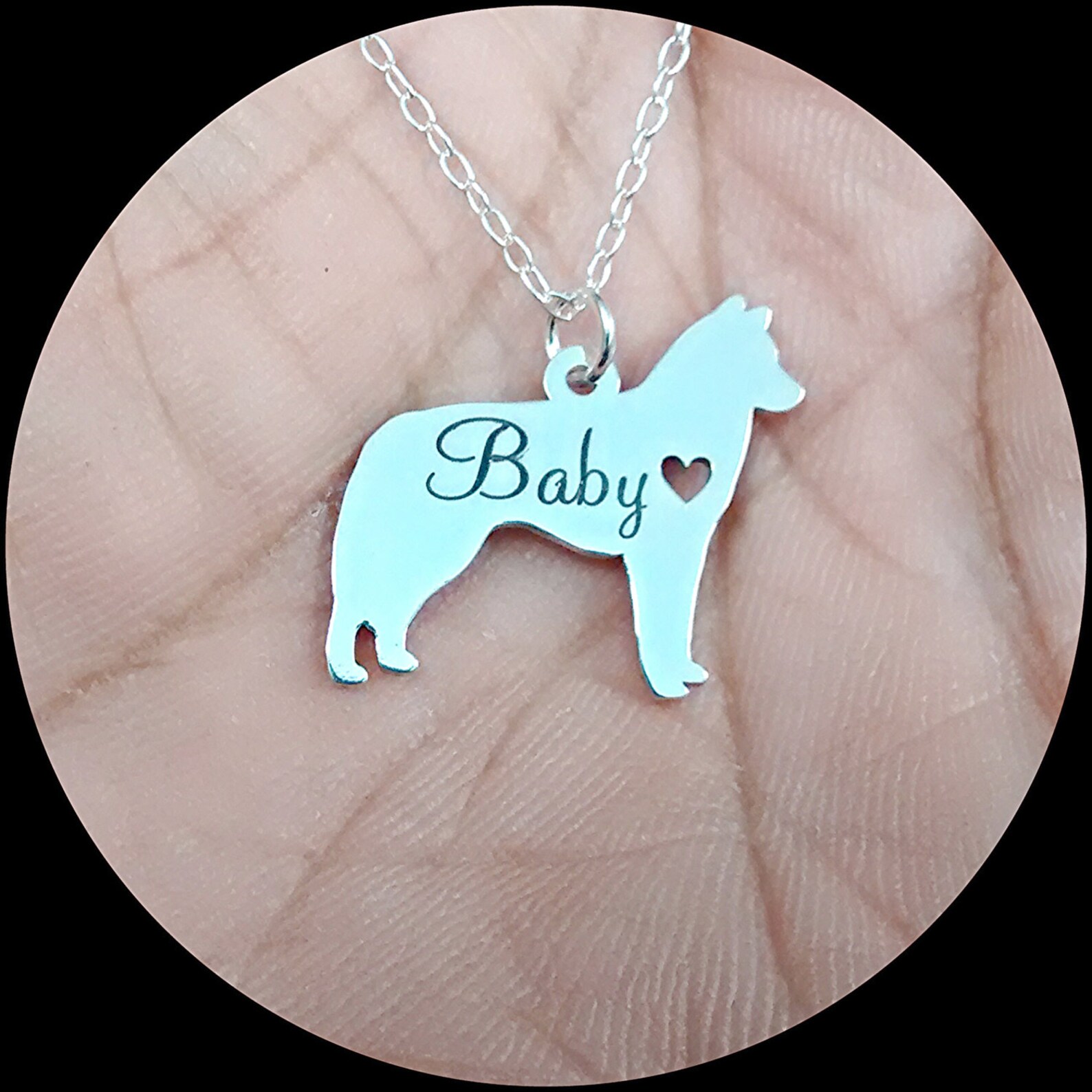 Personalized Siberian Husky Necklace, Sterling Silver Dog Pendant - Etsy