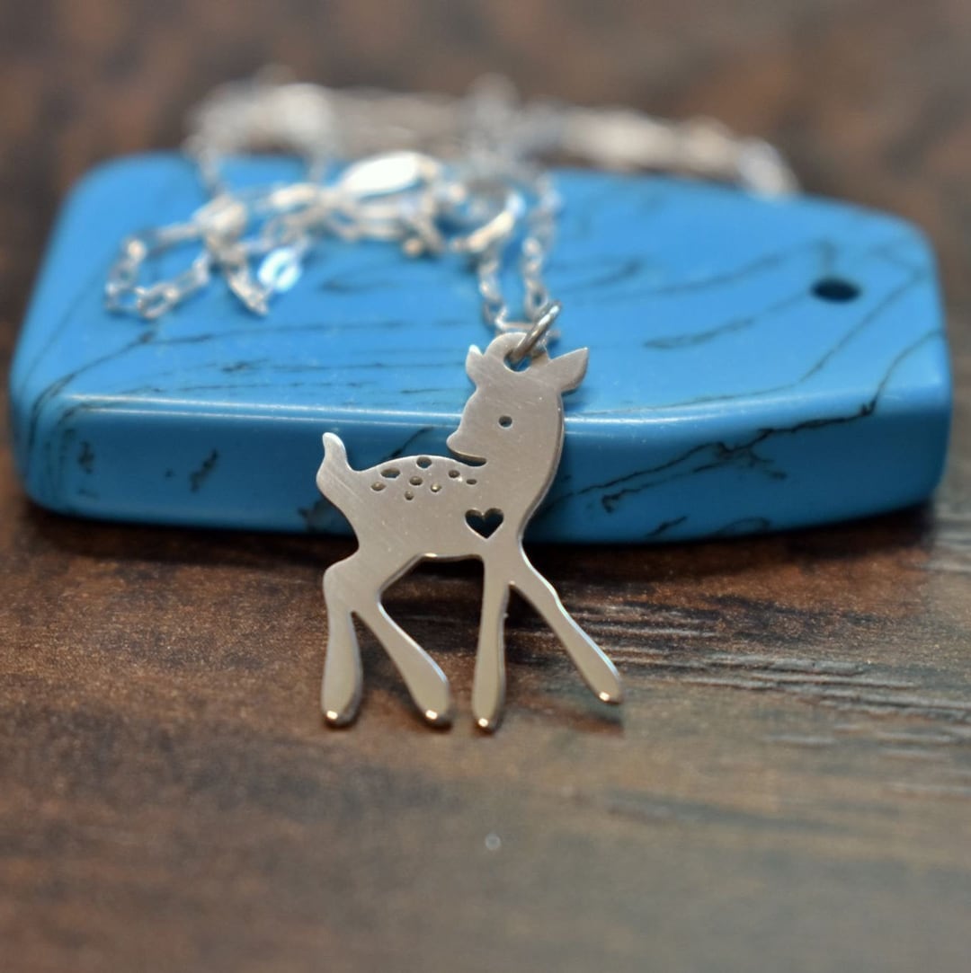Fawn Deer Pendant Necklace, Sterling Silver Jewelry, Personalized Gift ...