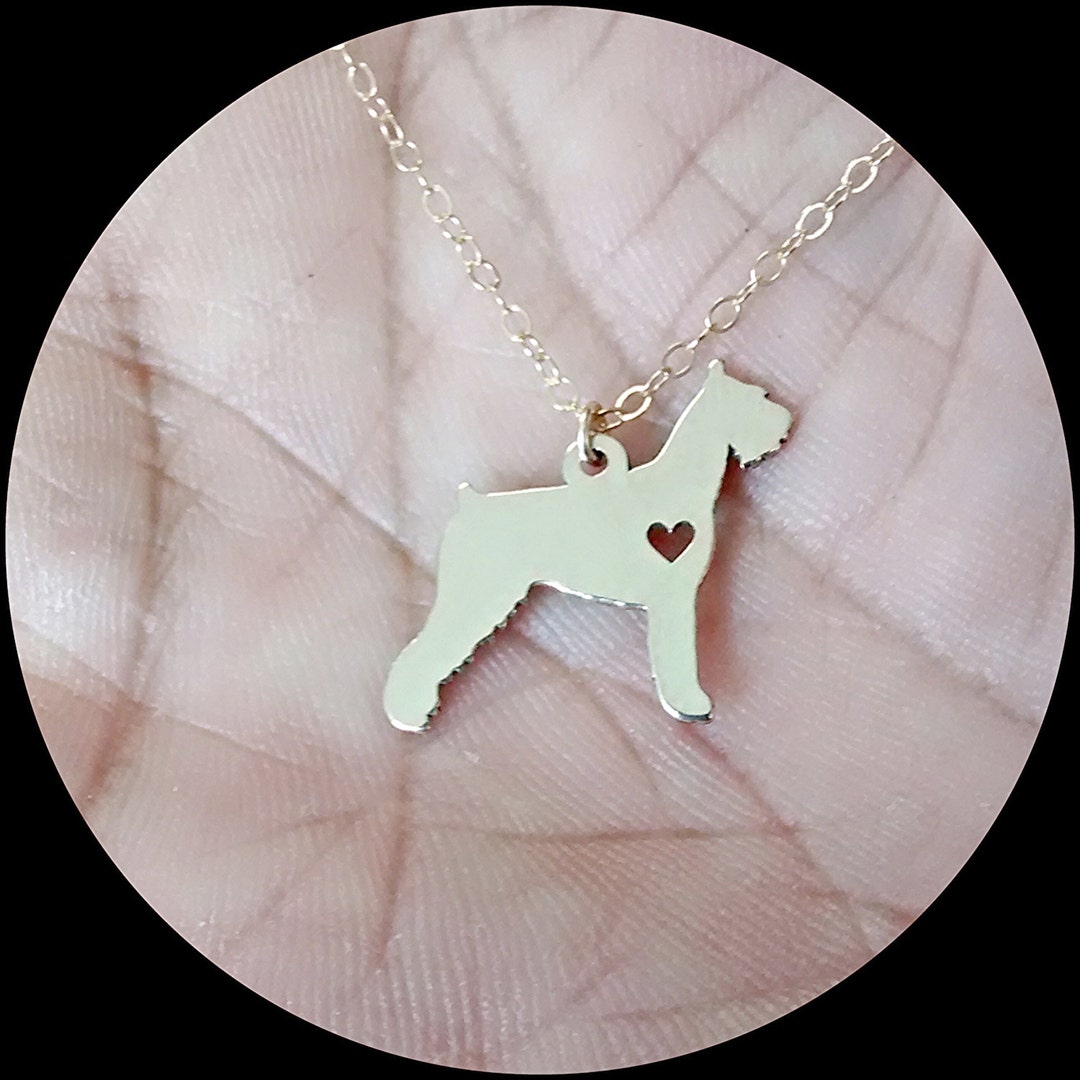 Schnauzer collar grabado colgante plata esterlina joyería oro y oro ...