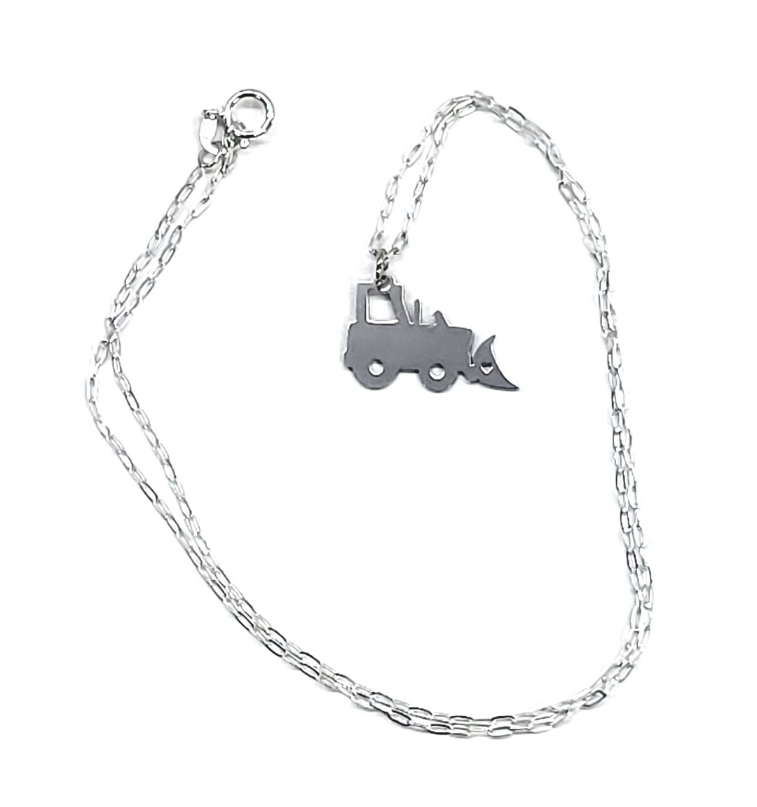 Personalized Bulldozer Necklace, Sterling Silver Excavator Charm - Etsy