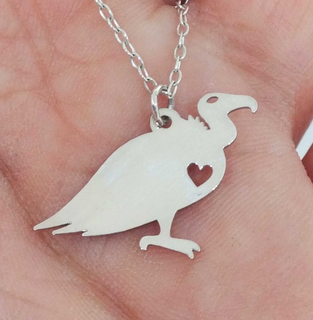 Engraved Vulture Necklace, Sterling Silver Bird Charm, Personalized ...