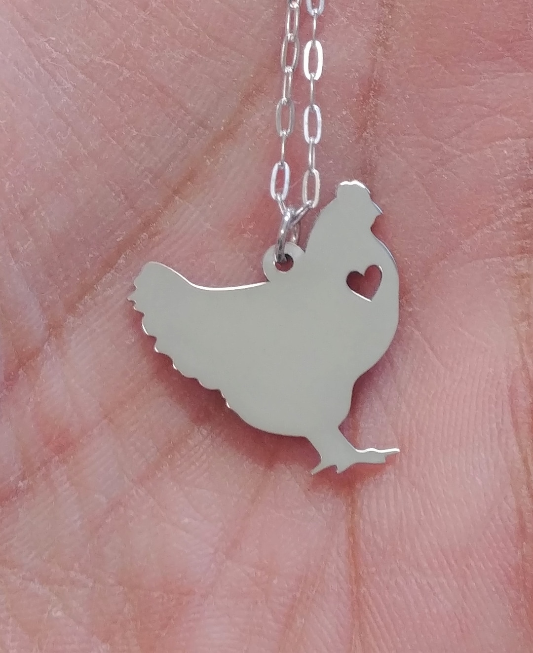Chicken Necklace Engraving Pendant Sterling Silver Jewelry Gold & Rose ...