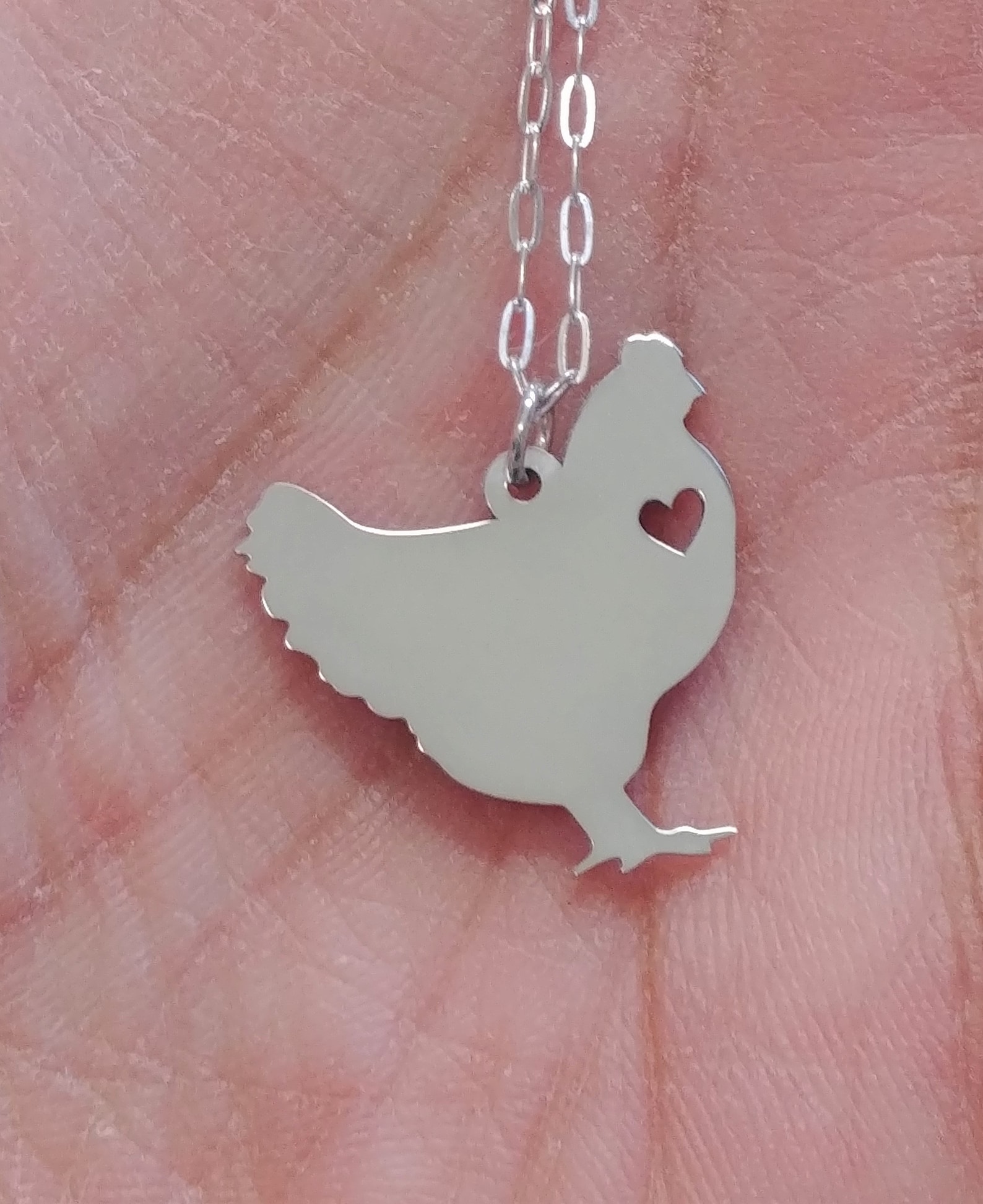 Chicken Necklace Engraving Pendant Sterling Silver Jewelry - Etsy