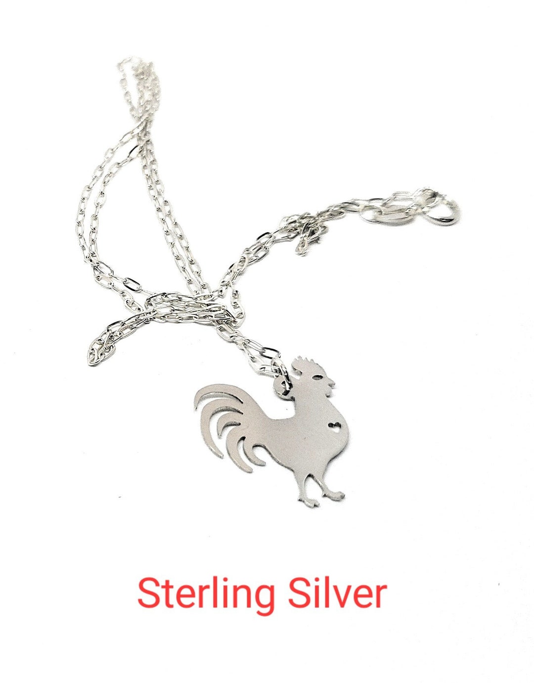 Rooster Necklace Engrave Pendant Sterling Silver Gold & Rose Gold ...