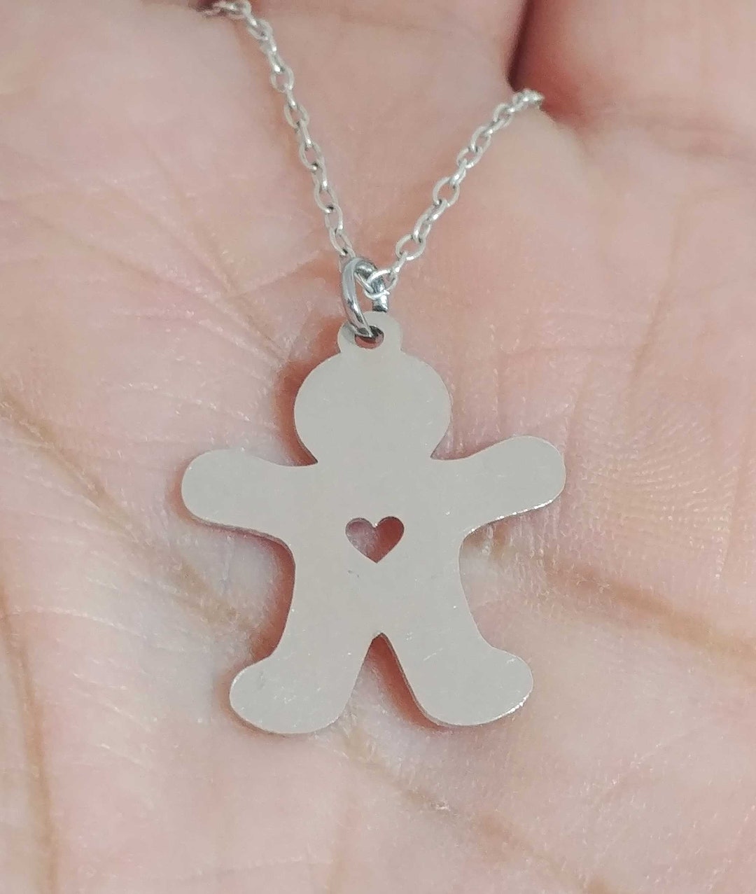 Gingerbread Necklace - Engrave Pendant - Sterling Silver Charm - Gold ...