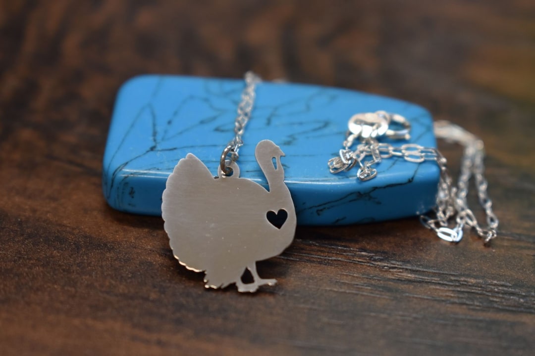 Sterling Silver Turkey Necklace, Personalized Engraved Pendant - Etsy