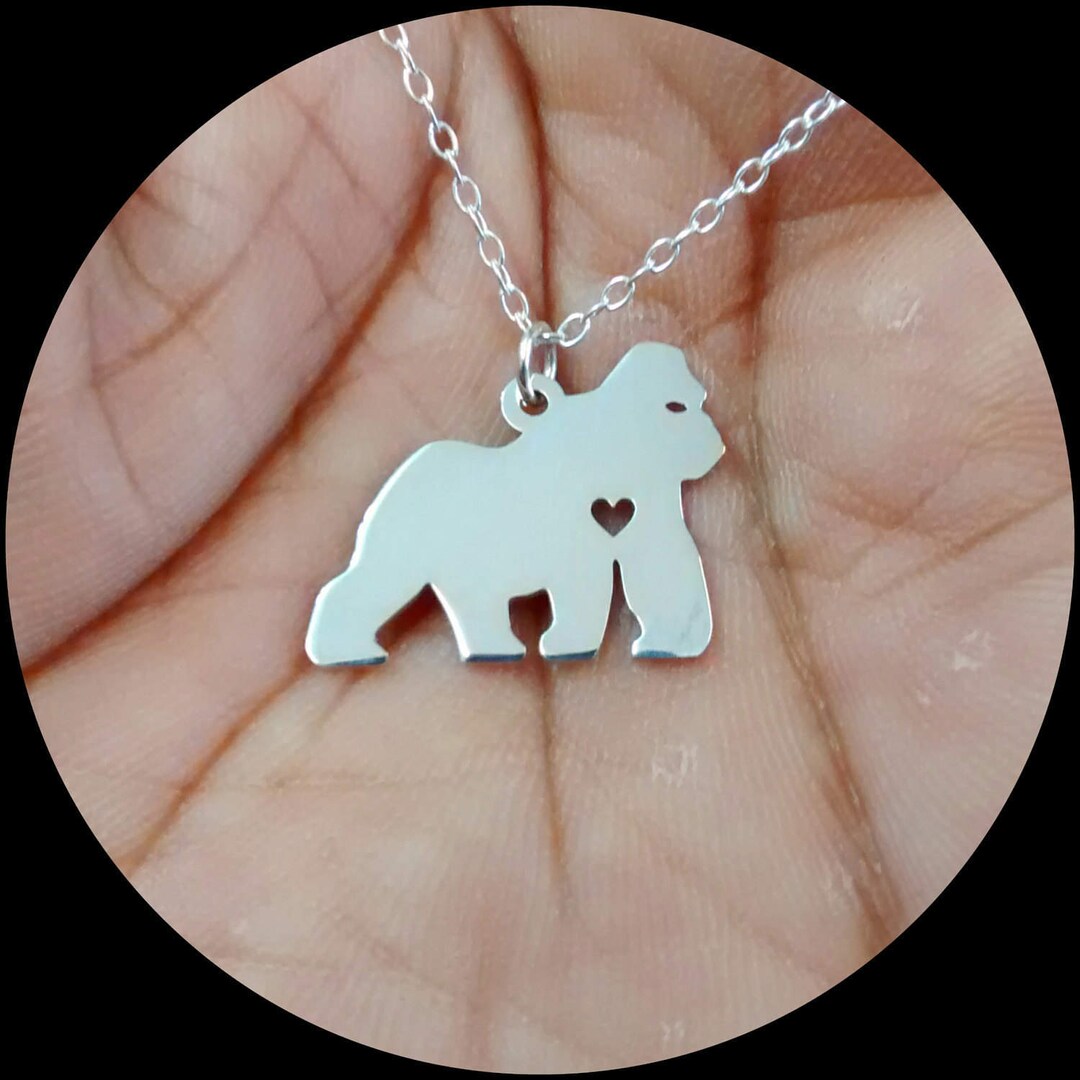 Sterling Silver Gorilla Necklace, Engraved Animal Charm, Personalized ...