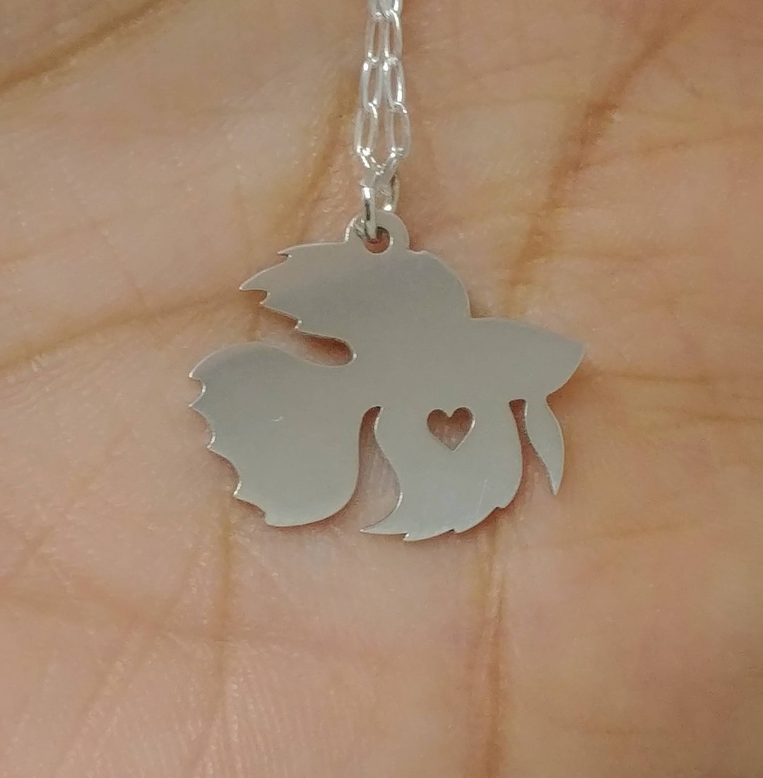 Betta Fish Necklace Engrave Pendant Sterling Silver Jewelry Gold & Rose ...