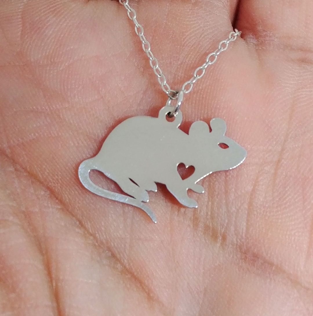 Engraved Mouse Necklace, Sterling Silver Pet Pendant, Personalized ...