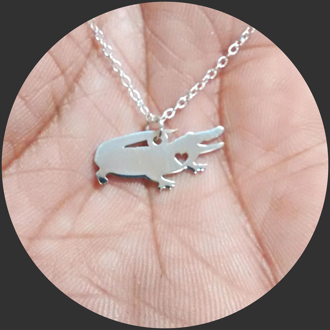 Alligator Necklace Engrave Pendant Sterling Silver Charm Gold & Rose ...