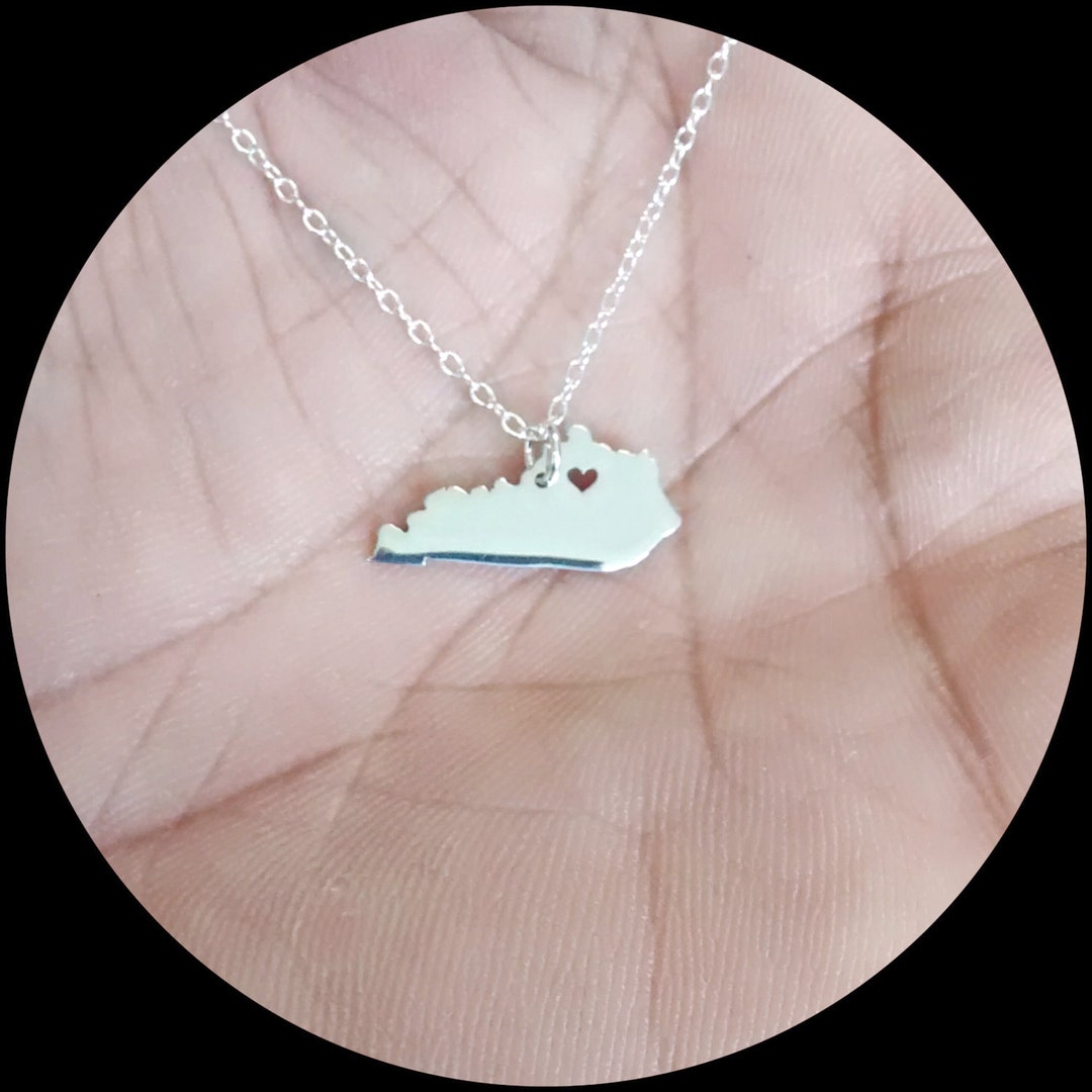 Kentucky State Necklace - Engraving Pendant - Sterling Silver - Gold ...