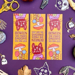 Spooky Friends Bookmarks | 2x6 | Cat, Opossum, Ghost | Spooky Bookmark ...