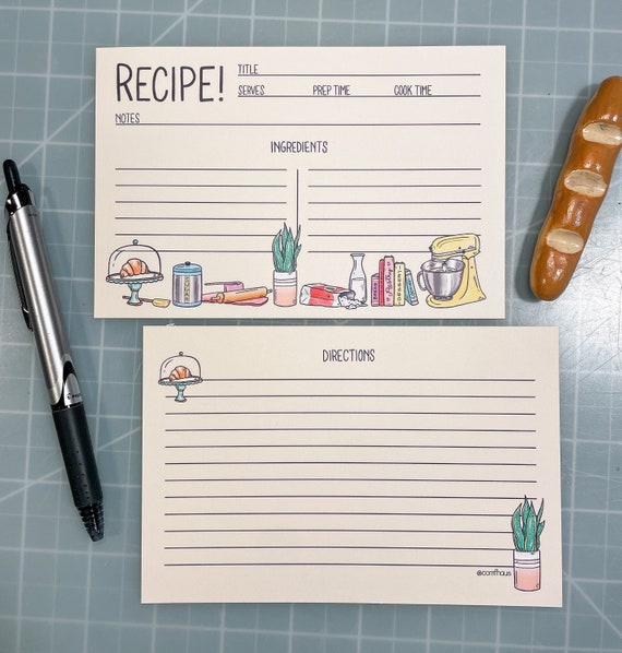 Blank Recipe Card Template for Bridal Shower Cooking & Baking | Etsy