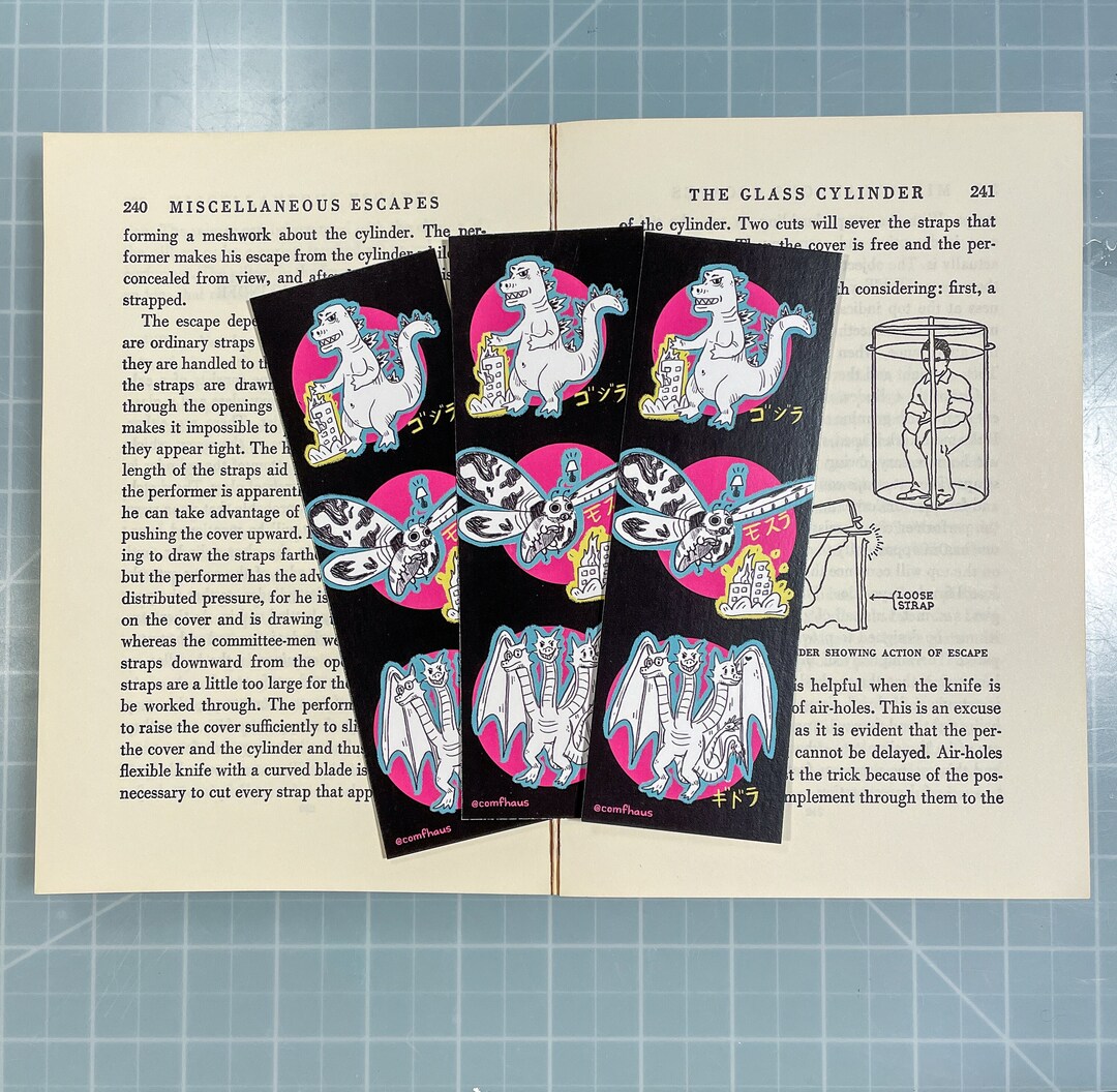 Godzilla Friends Bookmark | Gojira Mothra Ghidorah - Etsy