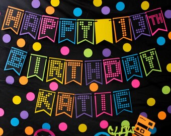 Neon Birthday Banner - Etsy