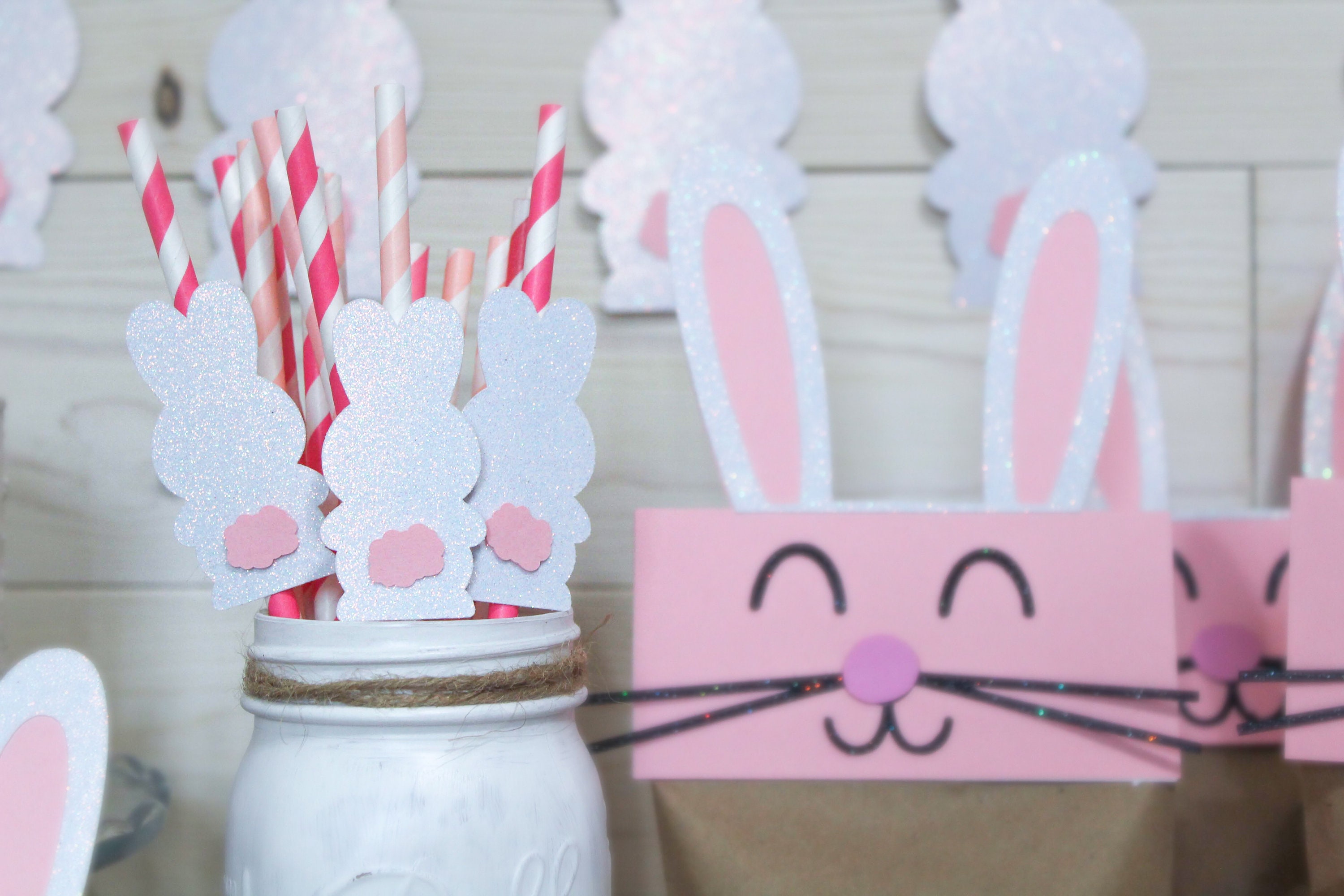 Bunny straws easter straws some bunny is one bunny party | Etsy