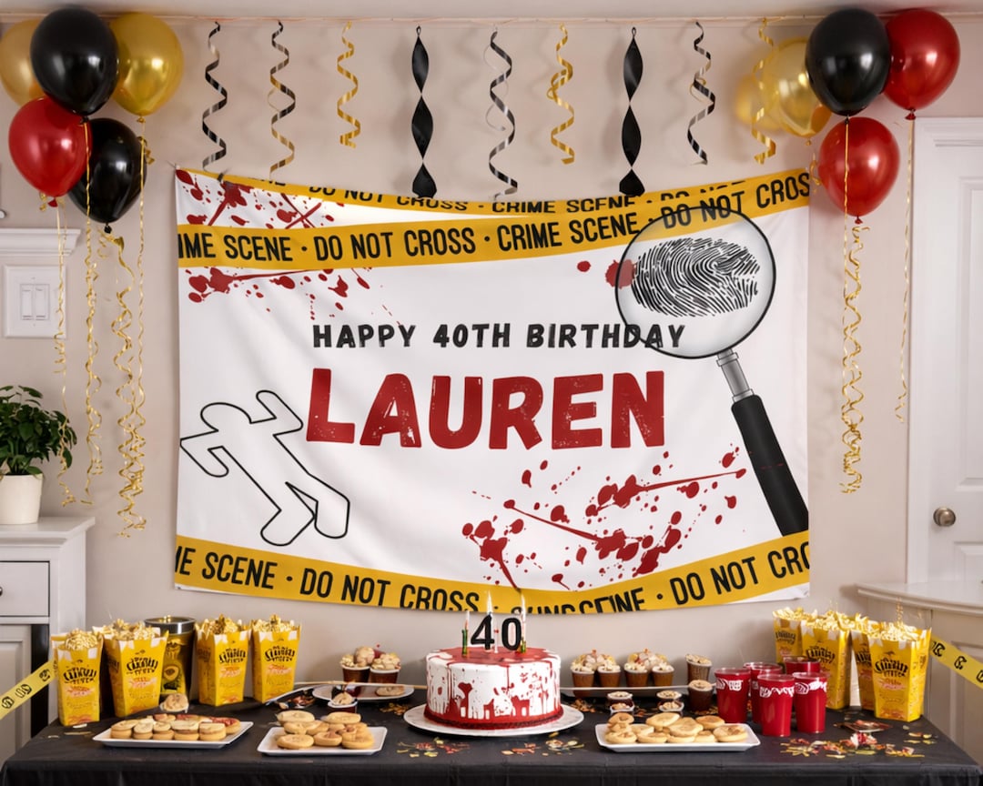 Murder Mystery Crime Scene Birthday Party Banner: Personalized Name ...
