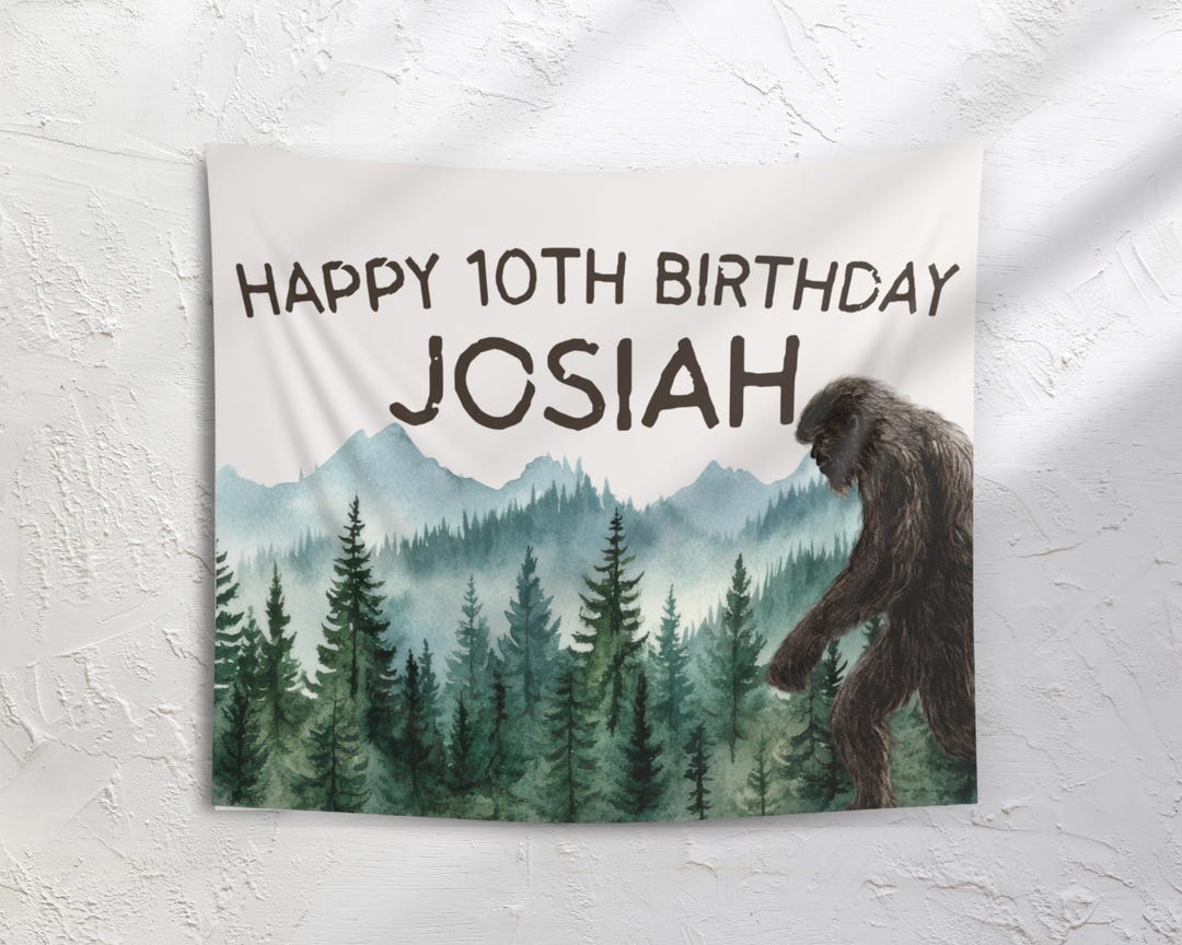 Bigfoot Sasquatch Party Banner Personalized Name & Age Backdrop ...