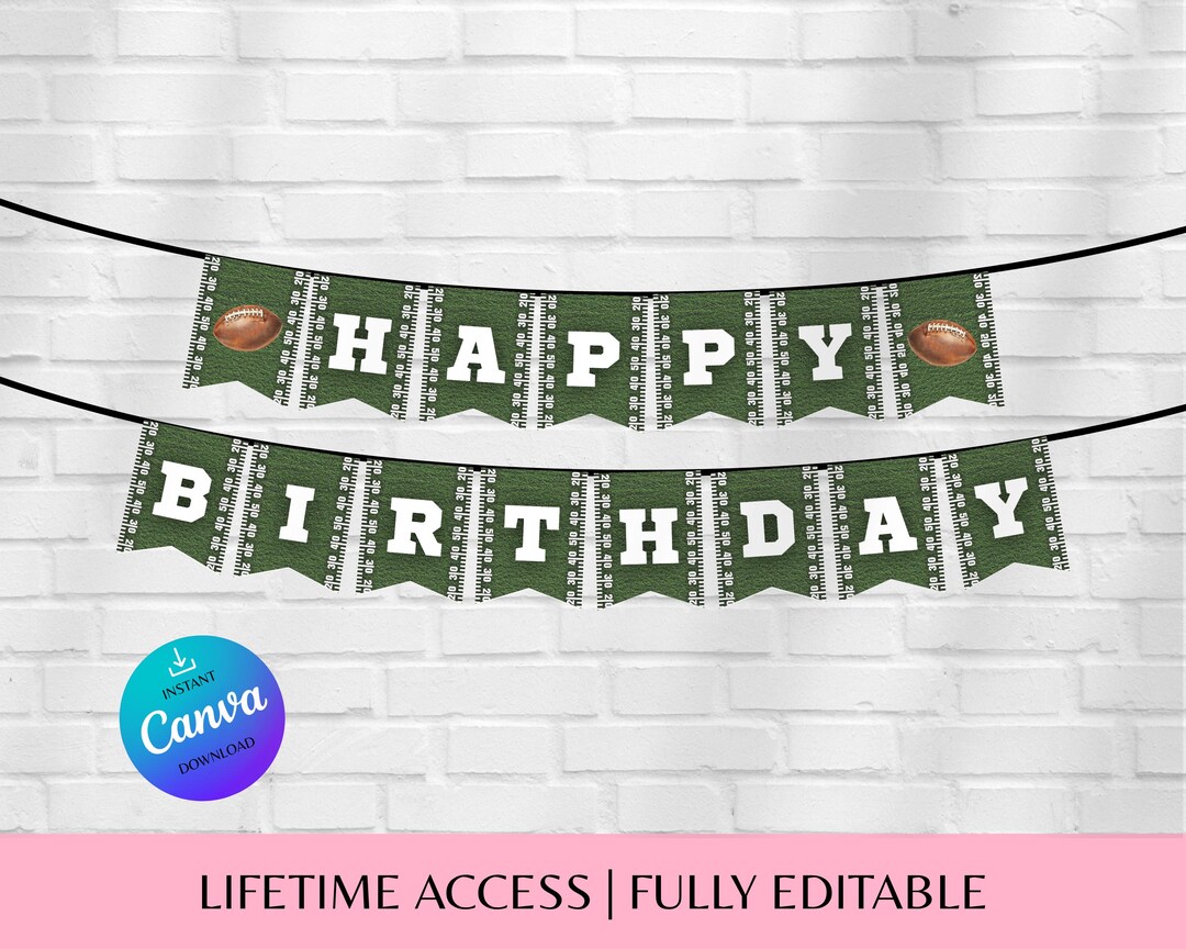 Football Birthday Party Banner | Game Day Birthday Sign | Touchdown ...