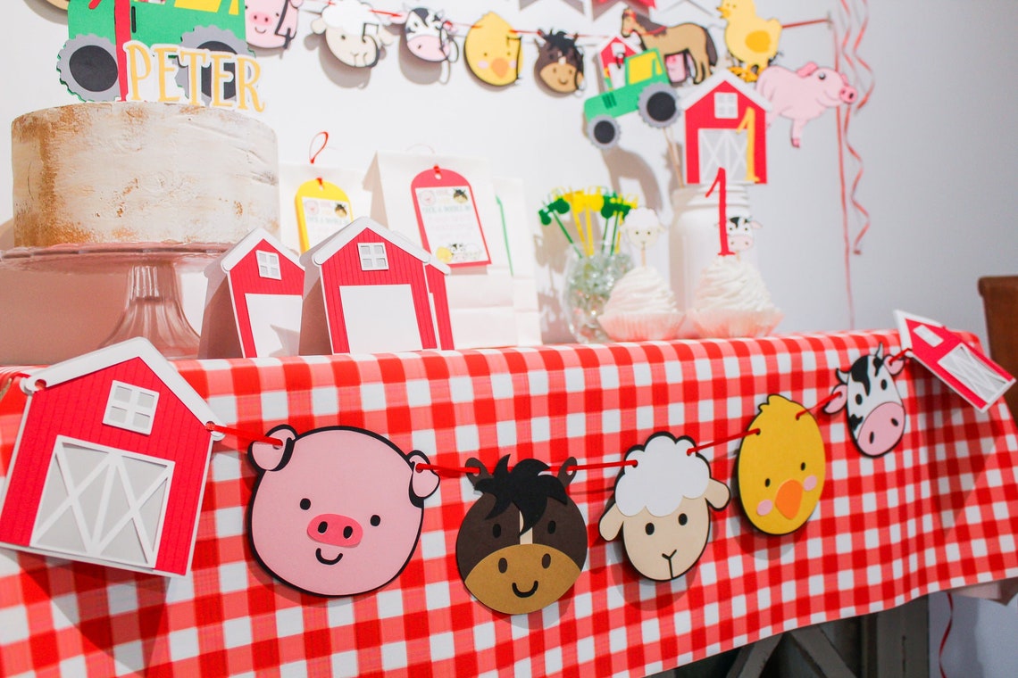 Farm Birthday Banner Farm Party Decor Boy Barnyard Banner - Etsy