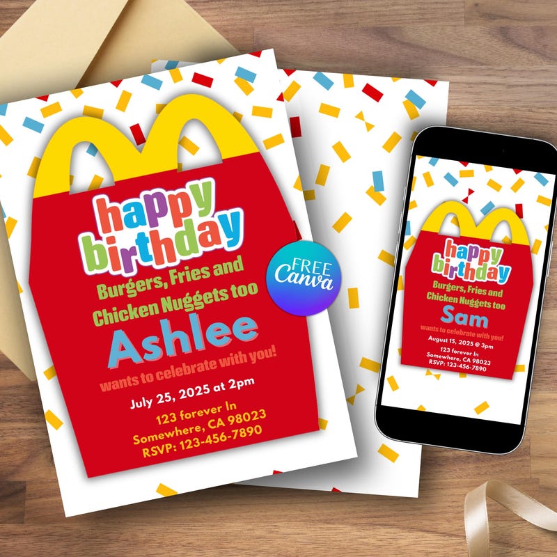 Mcdonalds Birthday Invitation - Etsy