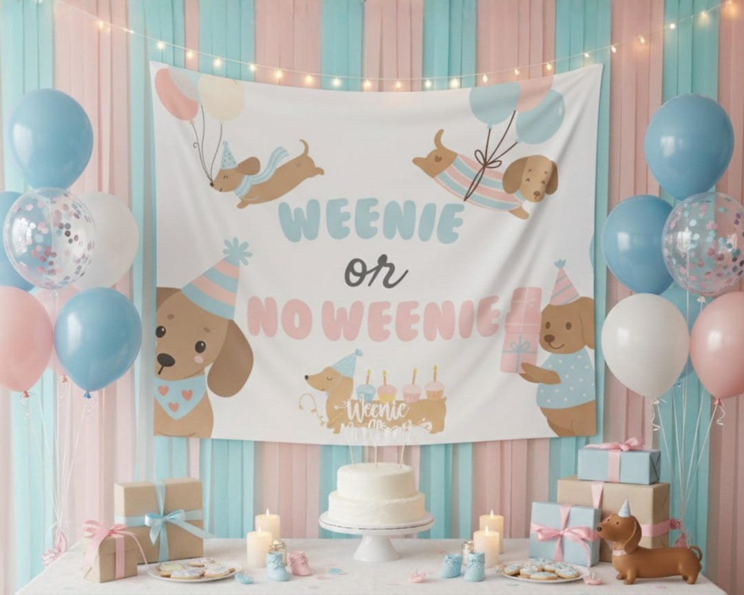 Weenie Gender Reveal Party Banner, Weiner Dog Party Backdrop, Multiple ...