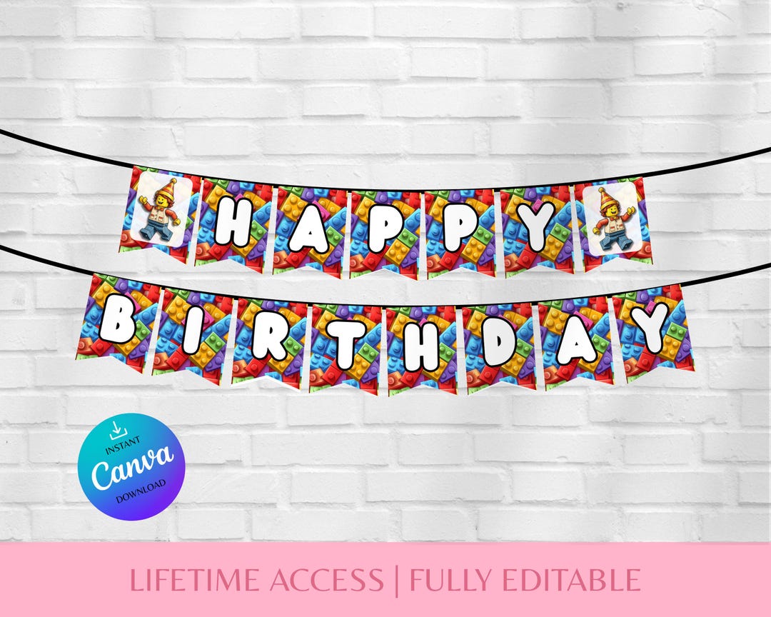 Building Block Birthday Banner Printable | Colorful Block Party Decor ...