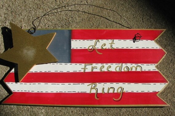 Patriotic Sign 694F Let Freedom Ring Wood Hanging Sign | Etsy